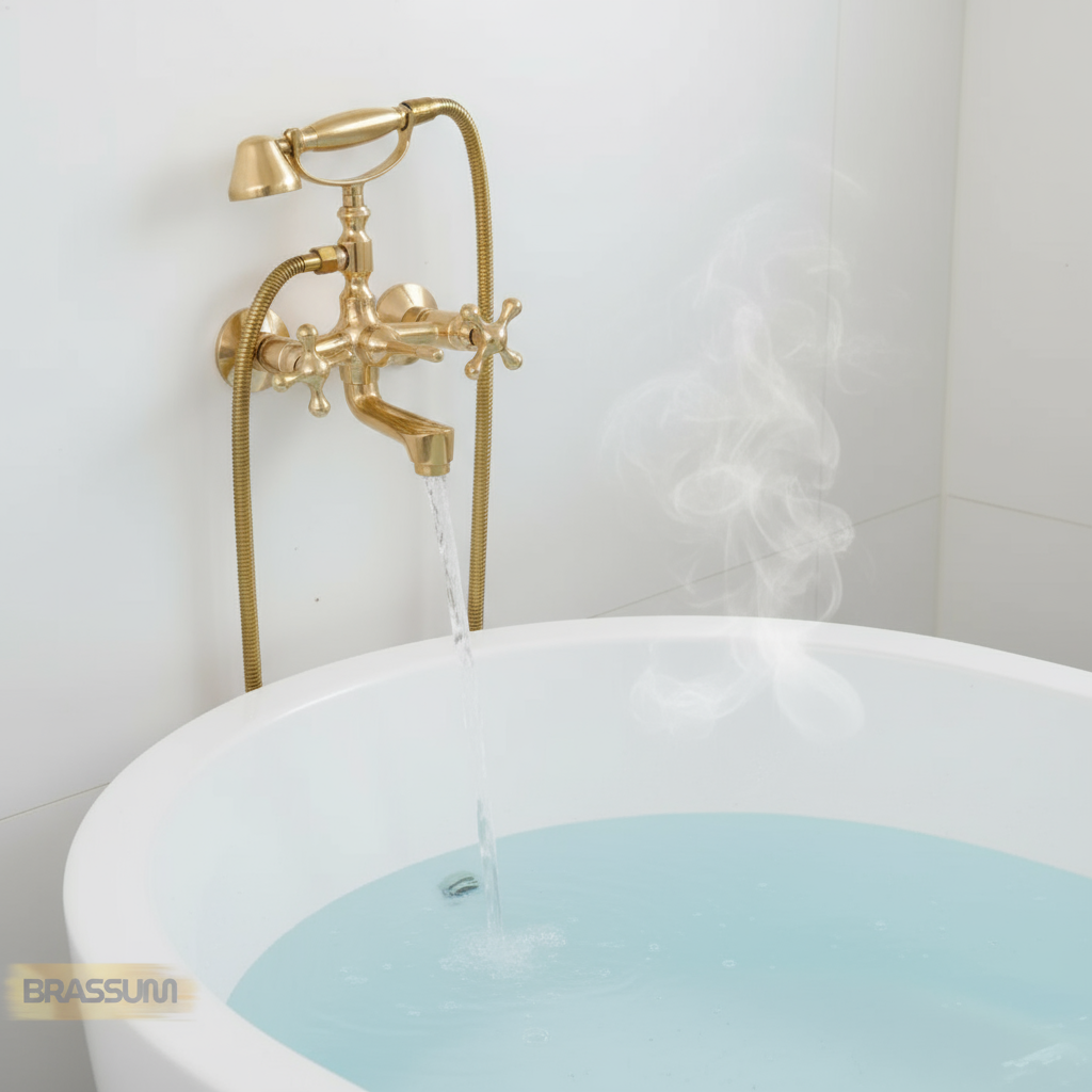 Unlacquered Brass Bathtub Fixture – Brassum